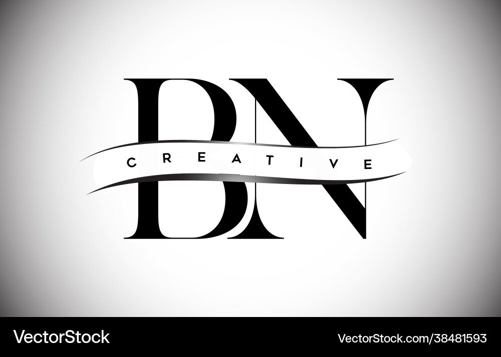 Bn letter logo with serif and creative cut Vector Image