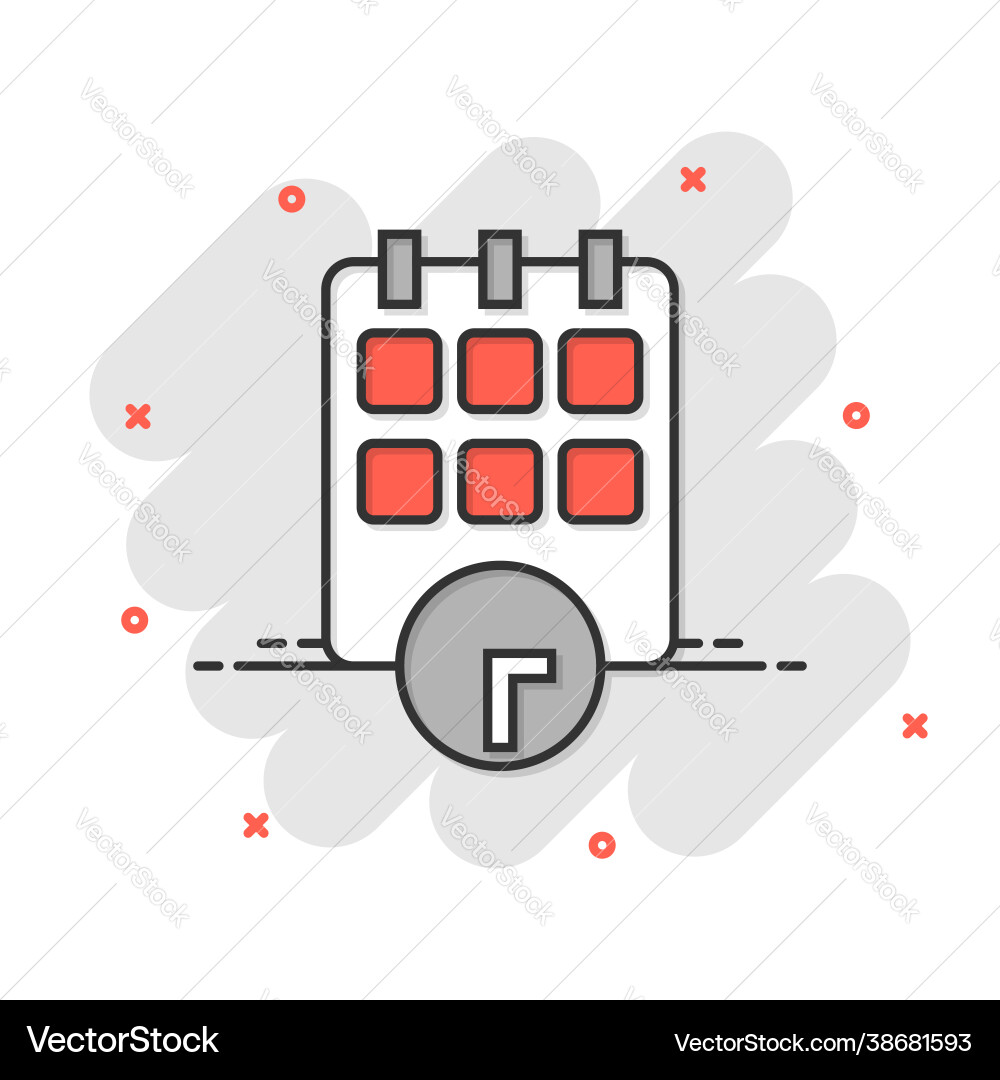 Calendar with clock icon in comic style agenda Vector Image