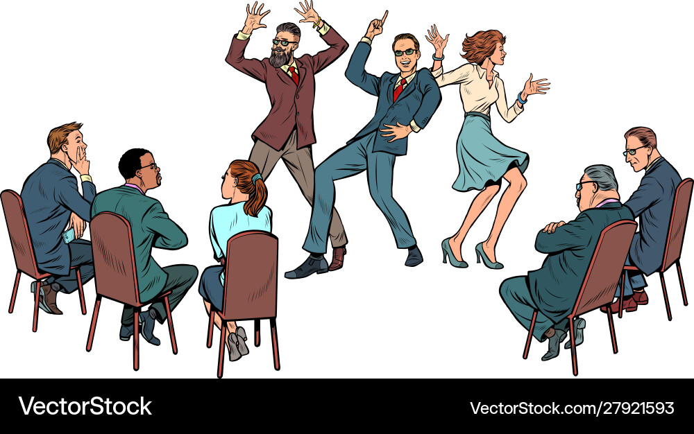 Dance competition dancing people and jury Vector Image