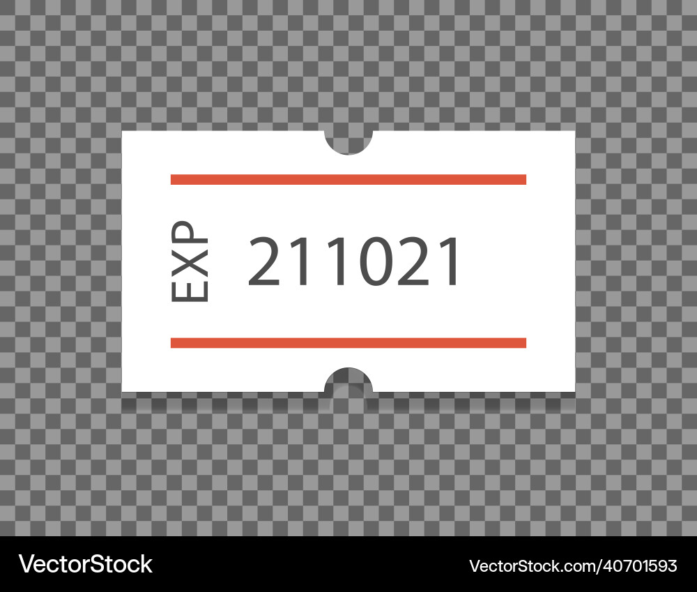 Expired date self-adhesive paper tag with two red Vector Image