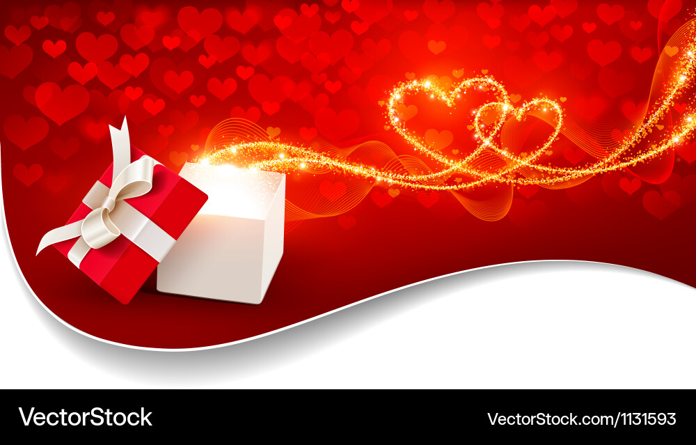 Gift box with magic hearts Royalty Free Vector Image