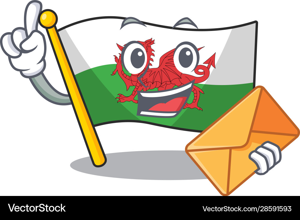 Happy face flag wales scroll mascot design Vector Image