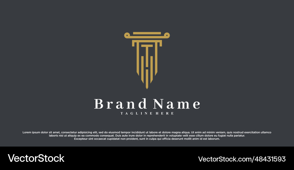 Law and latter t logo design with creative Vector Image