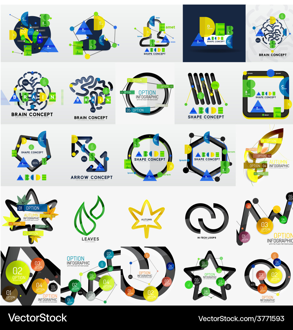 Mega collection of line and sticker Royalty Free Vector