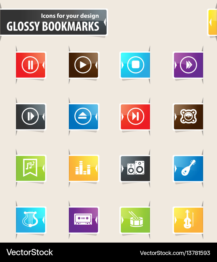 Music bookmark icons Royalty Free Vector Image