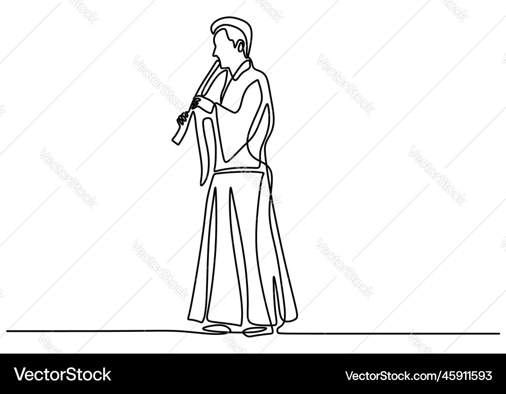 One continuous single line drawing of a man Vector Image