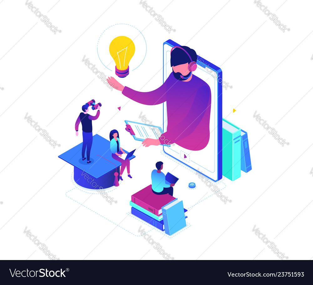 Online education - modern colorful isometric Vector Image Online education - modern colorful isometric Vector Image