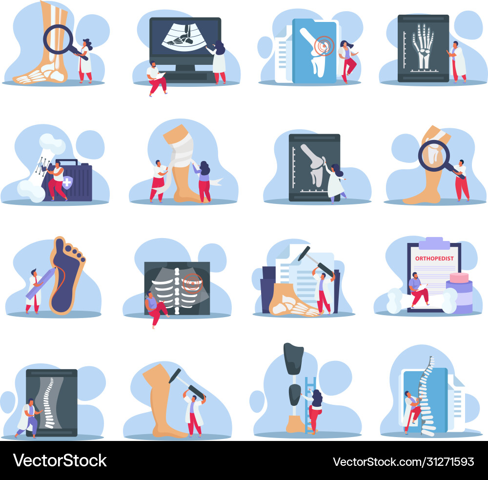 Orthopedist icons set Royalty Free Vector Image