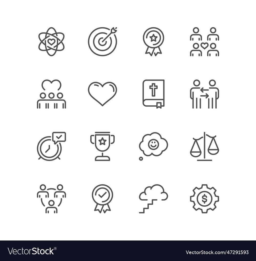 Set of core values related icons Royalty Free Vector Image