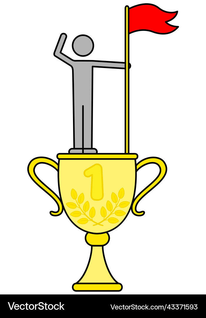 Success banner web icon man with flag standing Vector Image