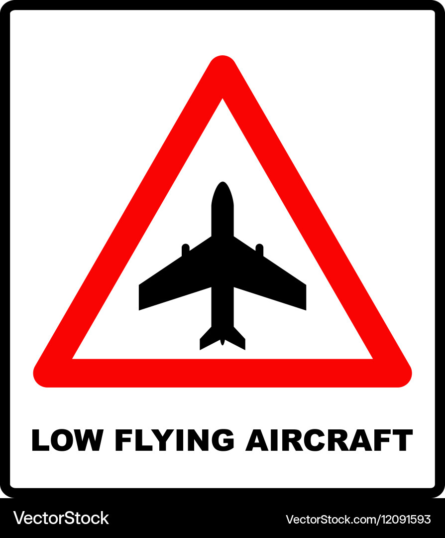 Warning signs low-flying aircraft Royalty Free Vector Image