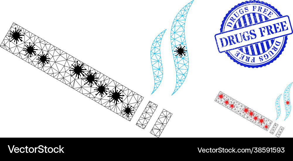 Wireframe mesh cigarette smoke icons with virus Vector Image