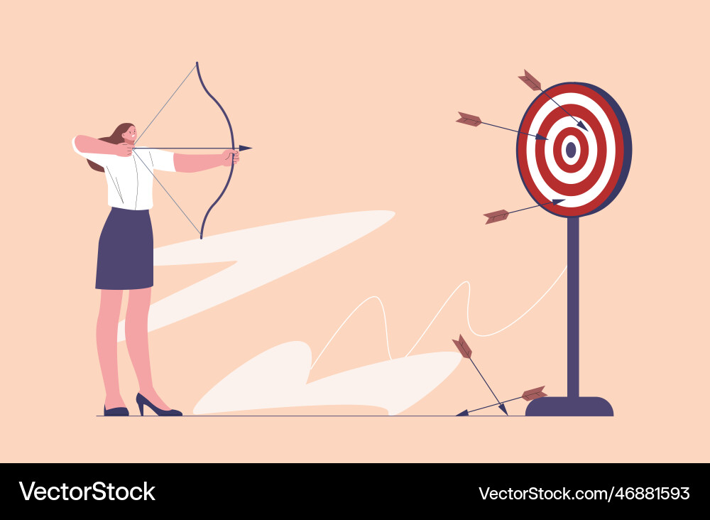 Woman shoot target with arrows aim vision Vector Image
