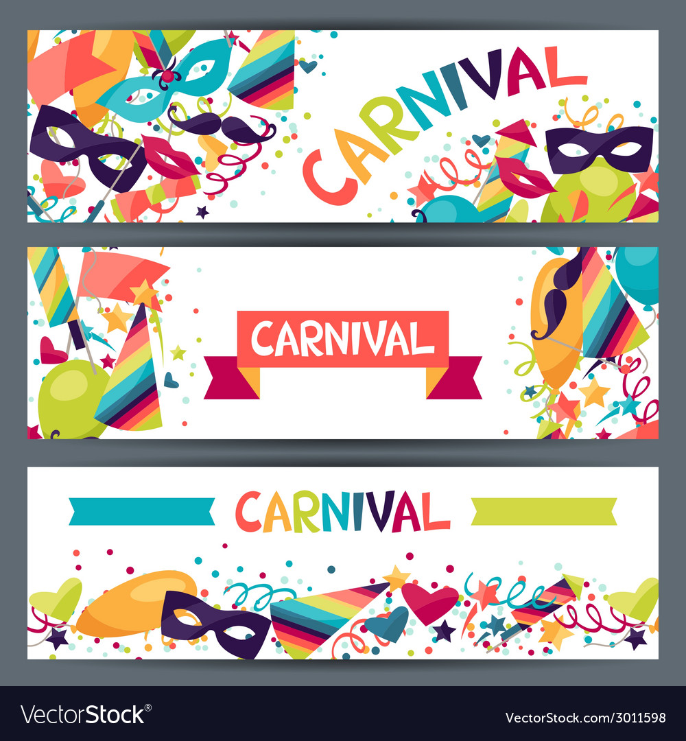 Celebration horizontal banners with carnival icons