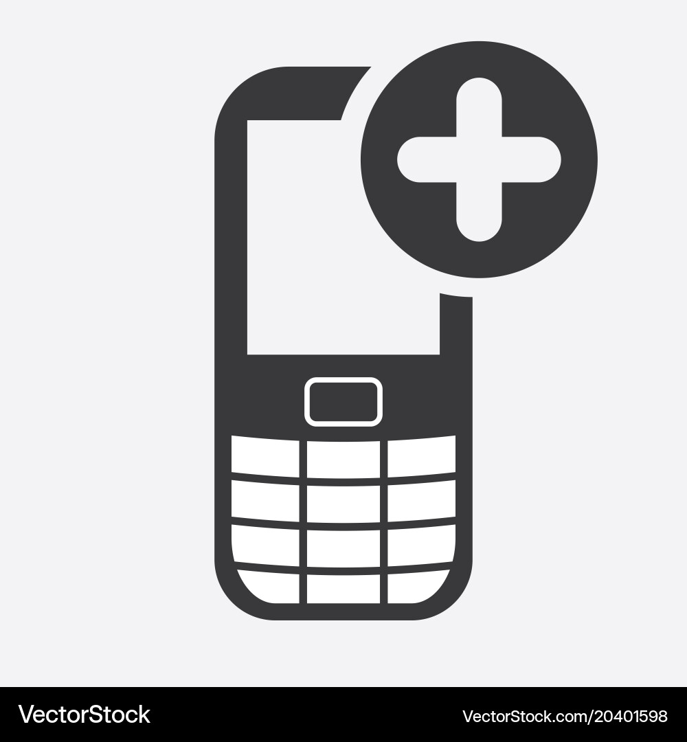 Cell phone icon with add sign Royalty Free Vector Image