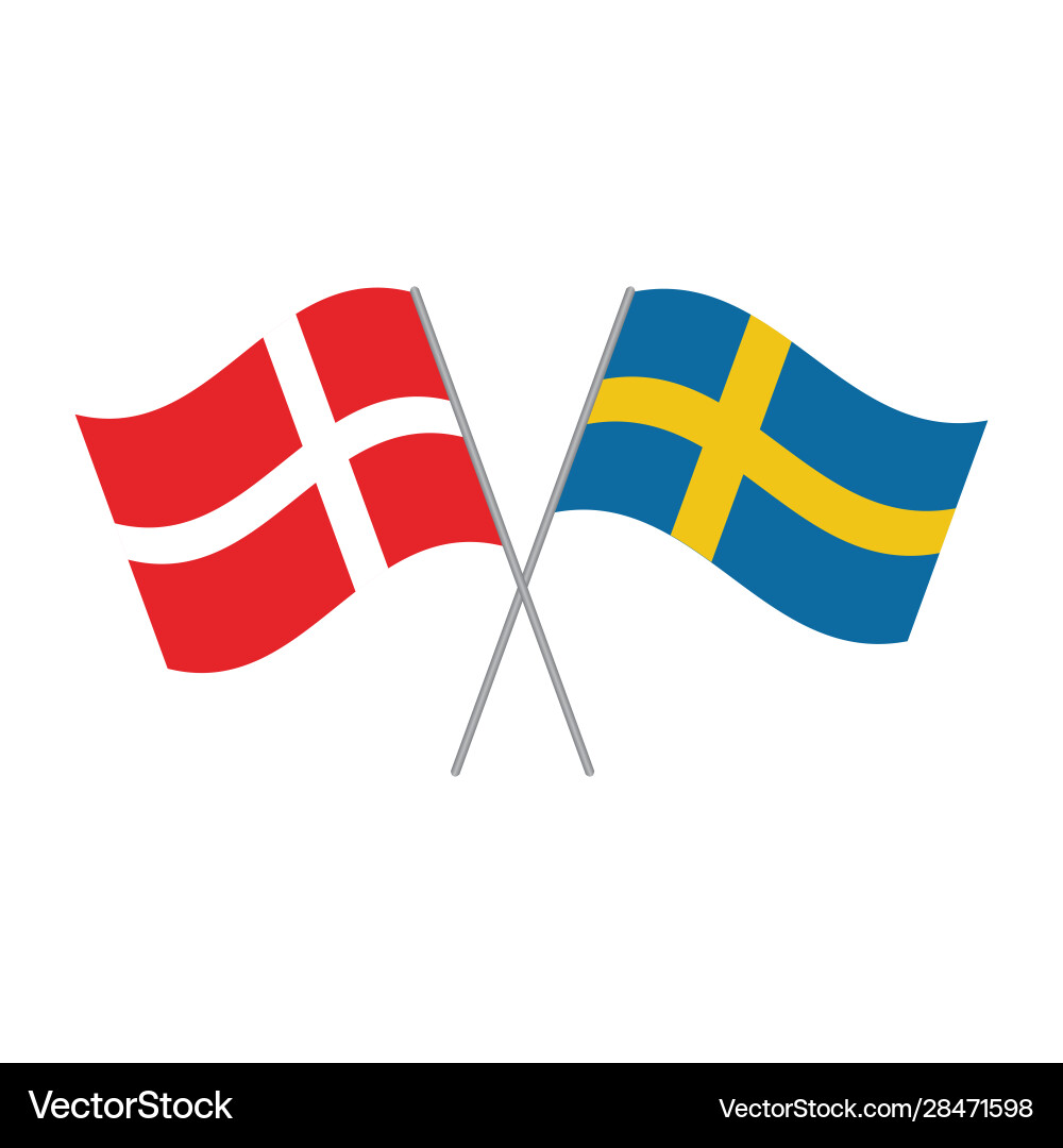 Danish and swedish flags isolated on white Vector Image