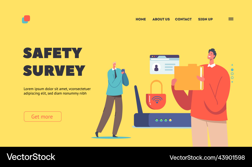 Data protection safety survey landing page Vector Image