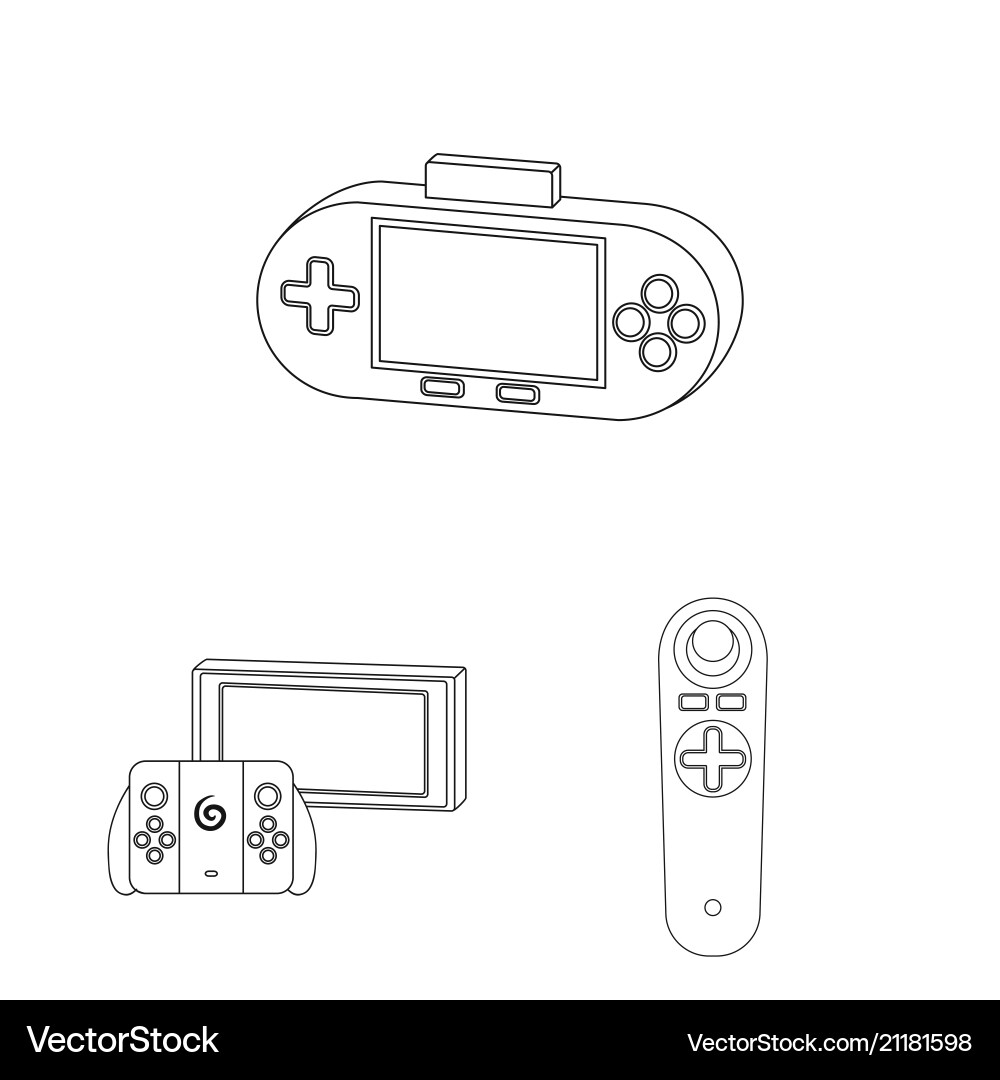 Game console and virtual reality outline icons Vector Image