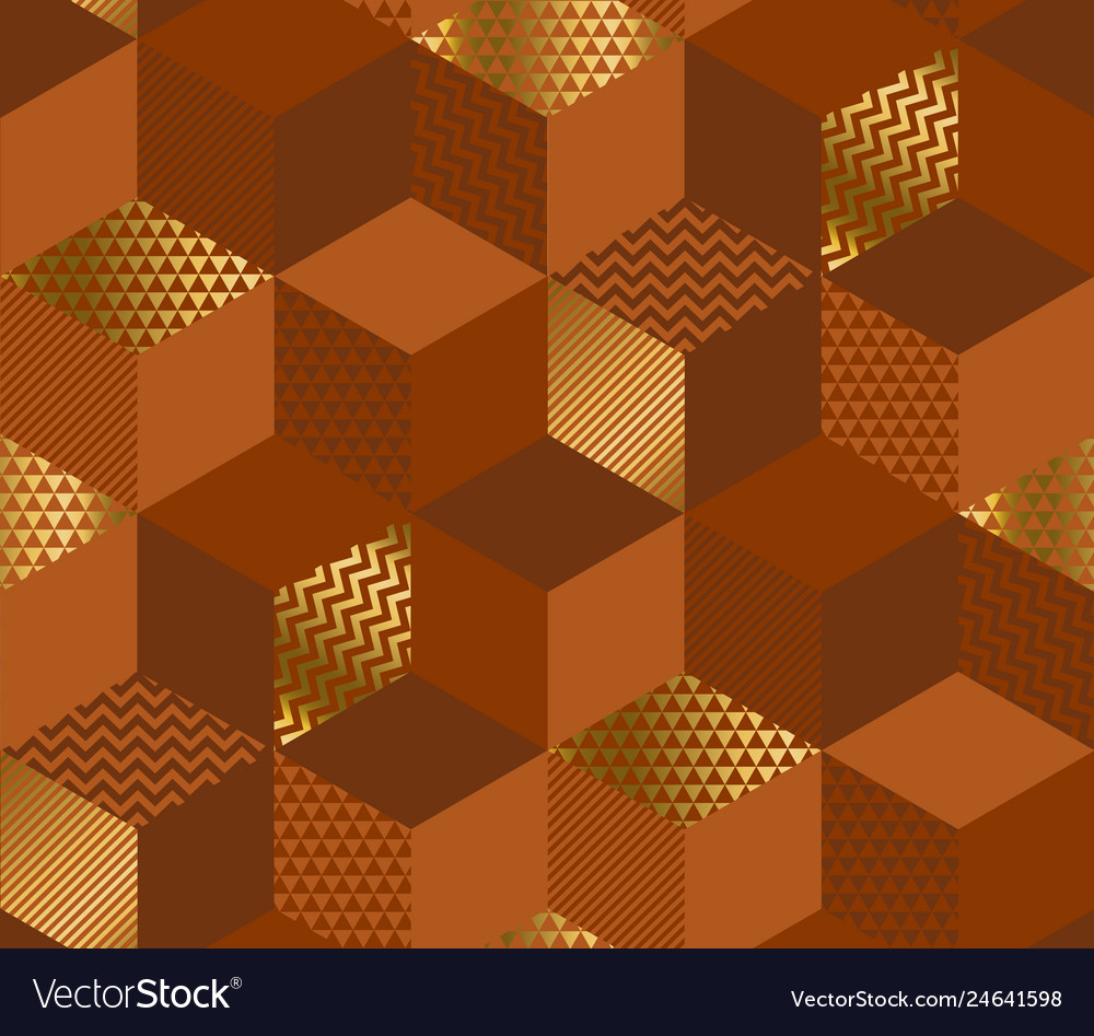 Geometric cubes 3d seamless pattern Royalty Free Vector