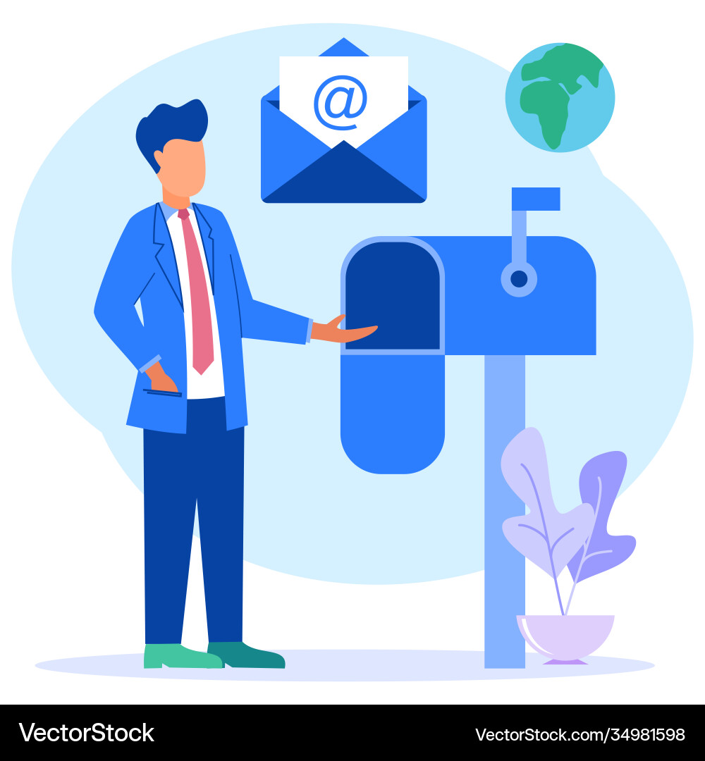 Graphic cartoon character email services Vector Image