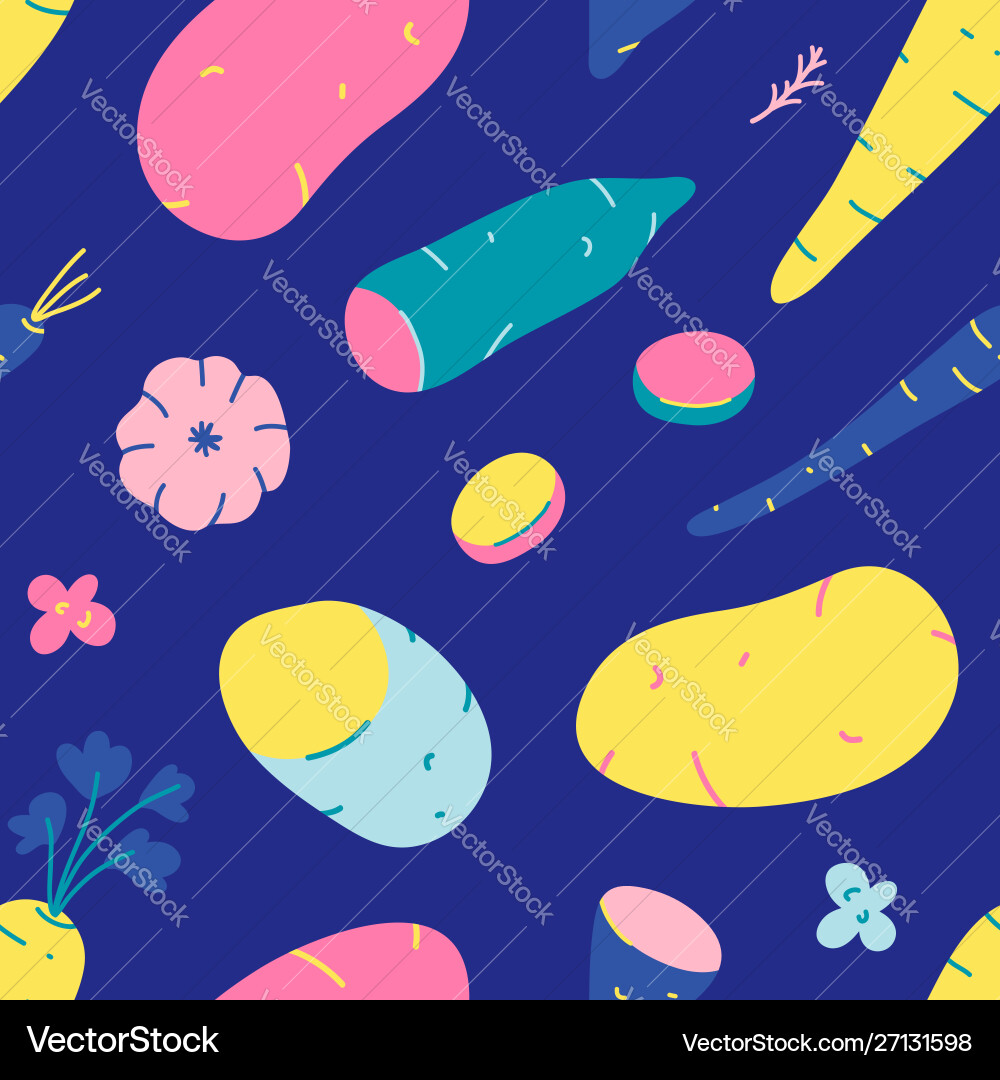 Hand drawn bright neon color vegetable made Vector Image