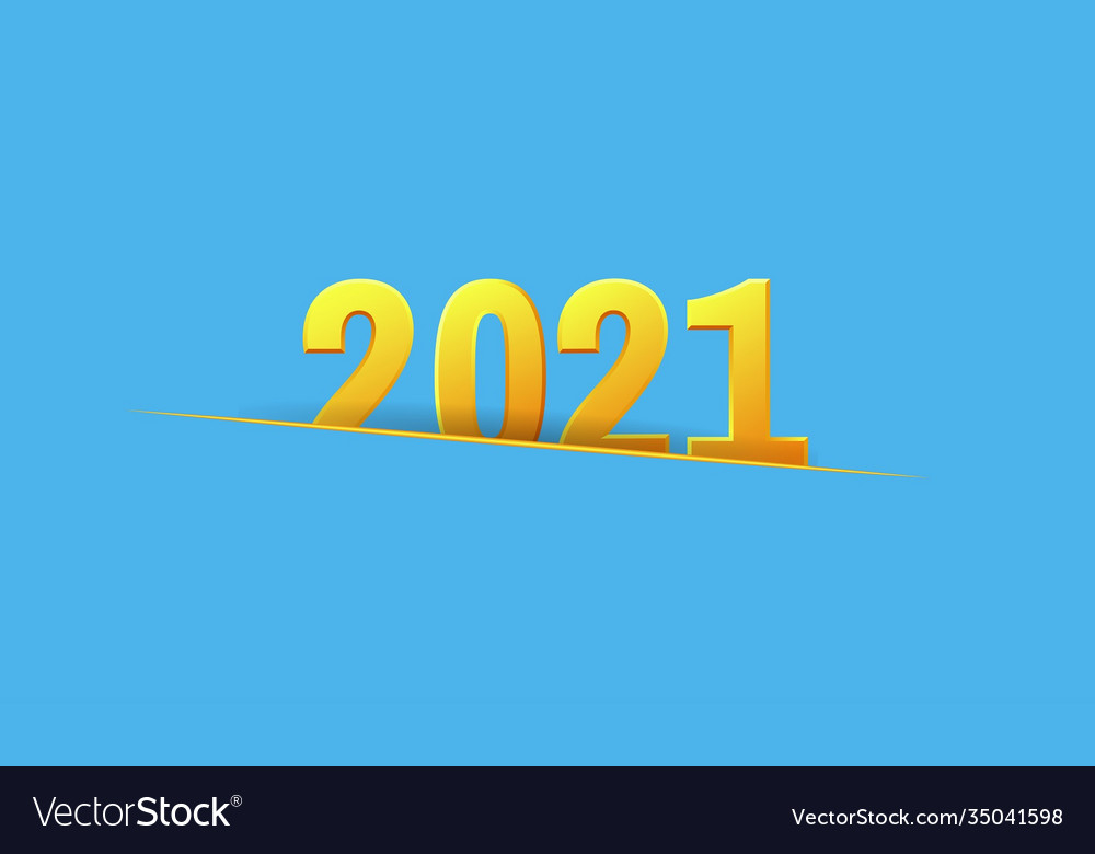Happy new year 2021 greeting card golden numbers Vector Image