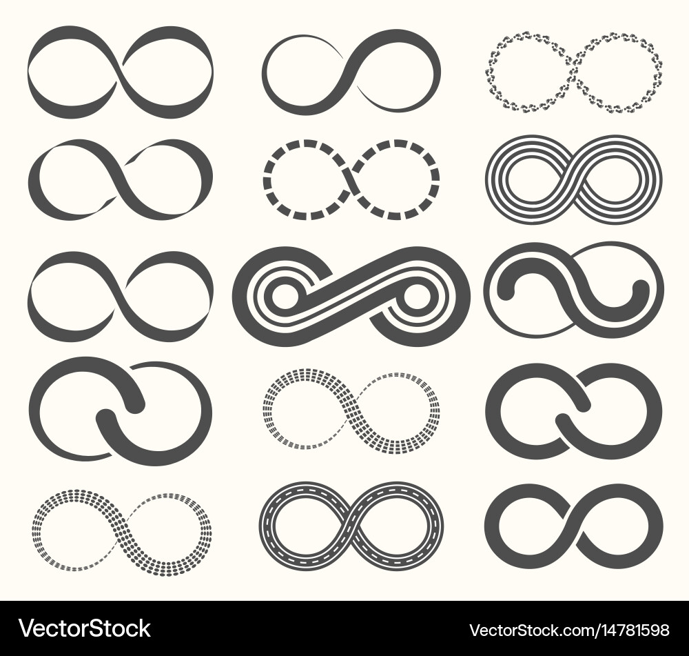Infinity symbol set15 signs eternity Royalty Free Vector