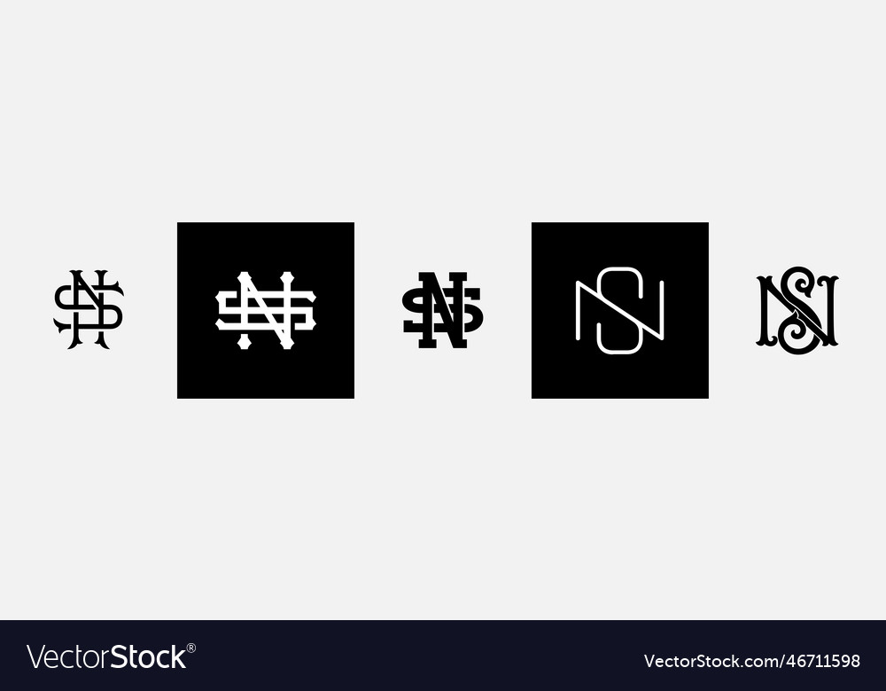 Initial letters ns monogram logo design bundle Vector Image