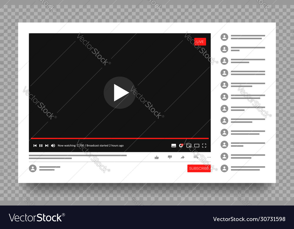 Interface live streaming multimedia player Vector Image