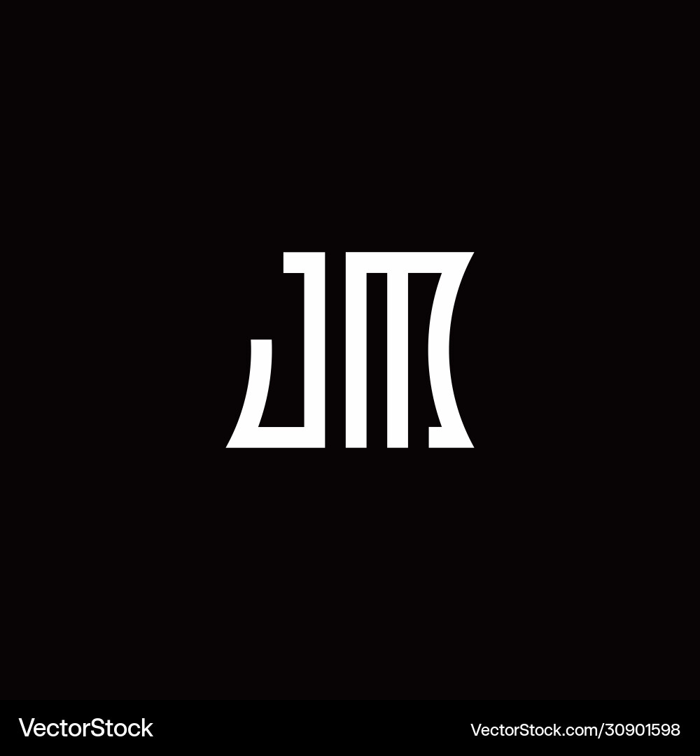 Jm monogram logo letter with curved side style Vector Image