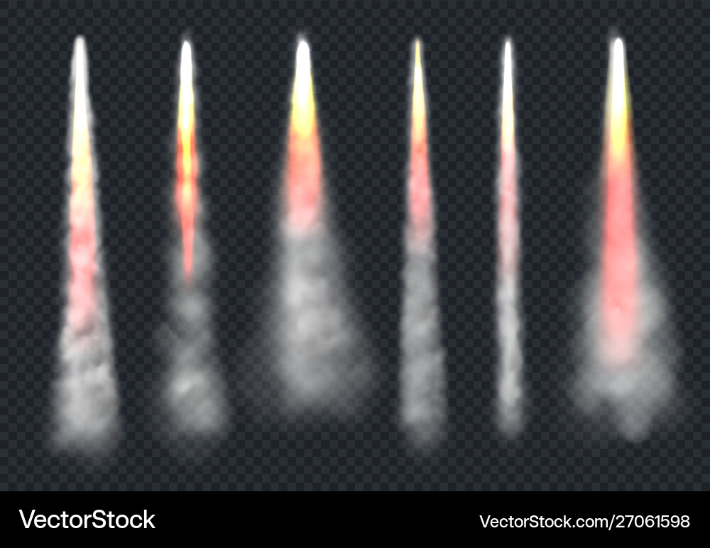 Launch rocket smoke aircraft flying effect fog Vector Image