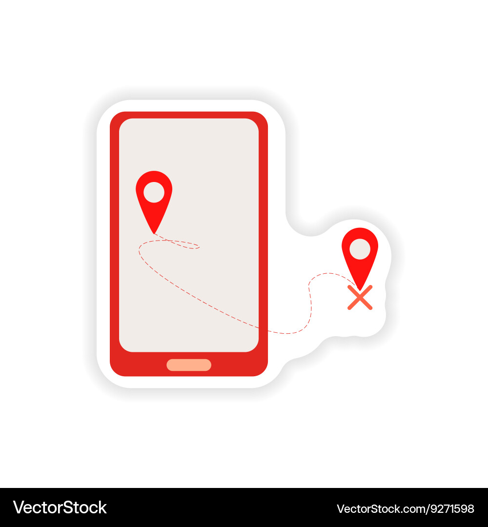 Paper sticker on white background mobile phone Vector Image