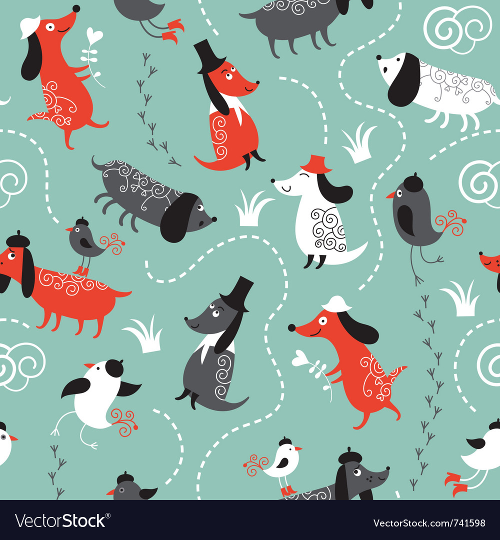 Pattern with dogs Royalty Free Vector Image - VectorStock