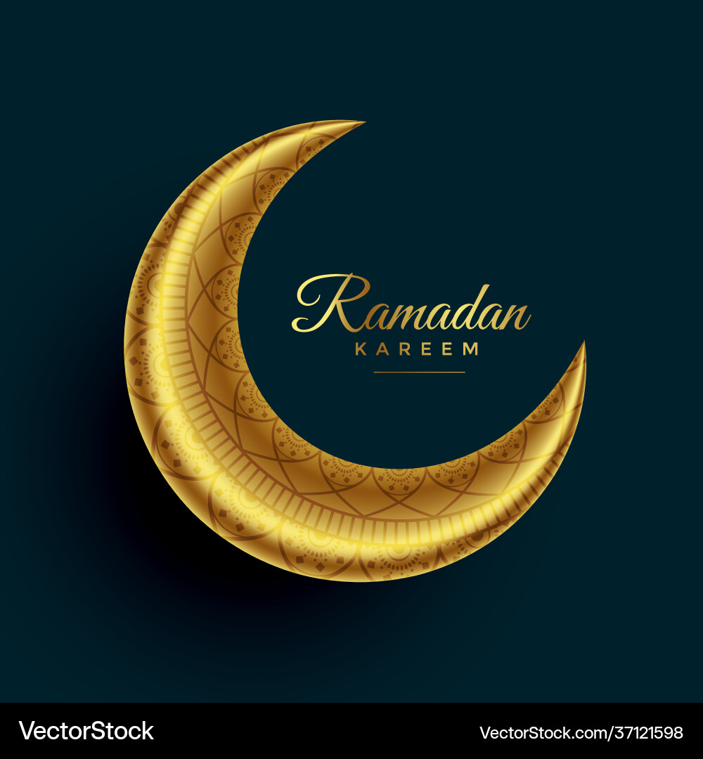 Realistic crescent eid golden moon with islamic Vector Image