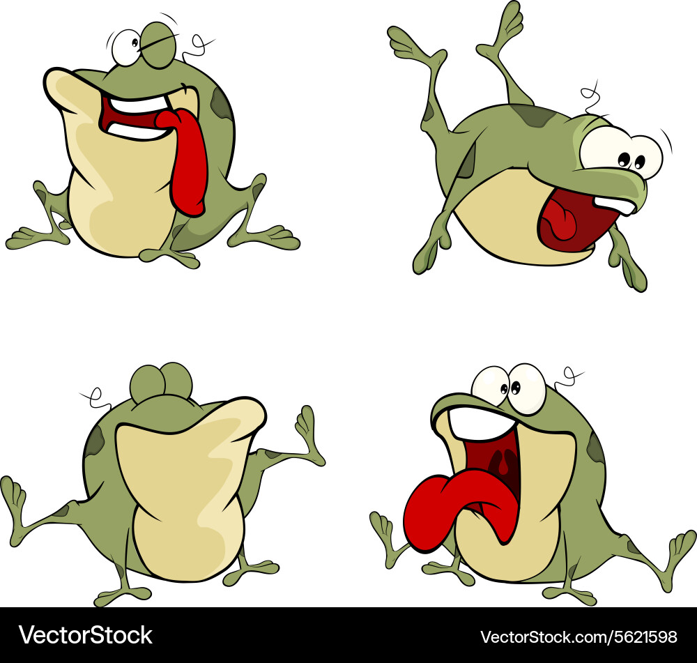 Set cute cartoon green frogs Royalty Free Vector Image