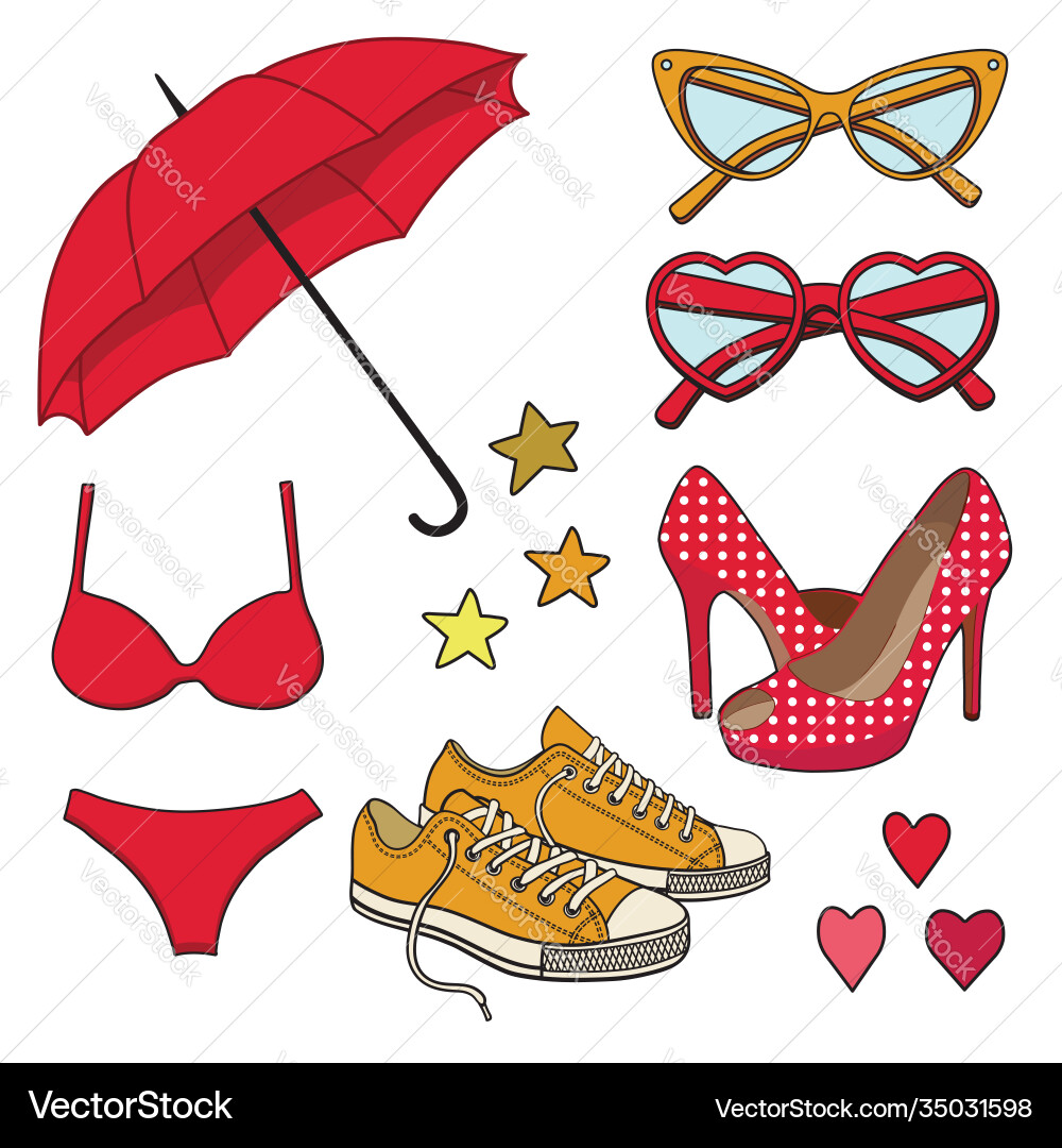 Set fashion accessories Royalty Free Vector Image