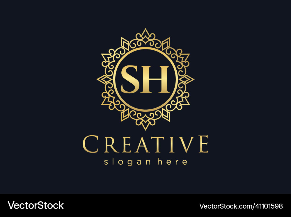Sh initial letter luxury calligraphic feminine Vector Image