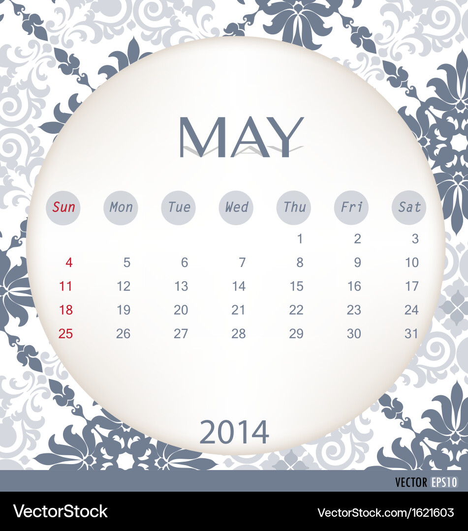 2014 calendar vintage template for may Royalty Free Vector