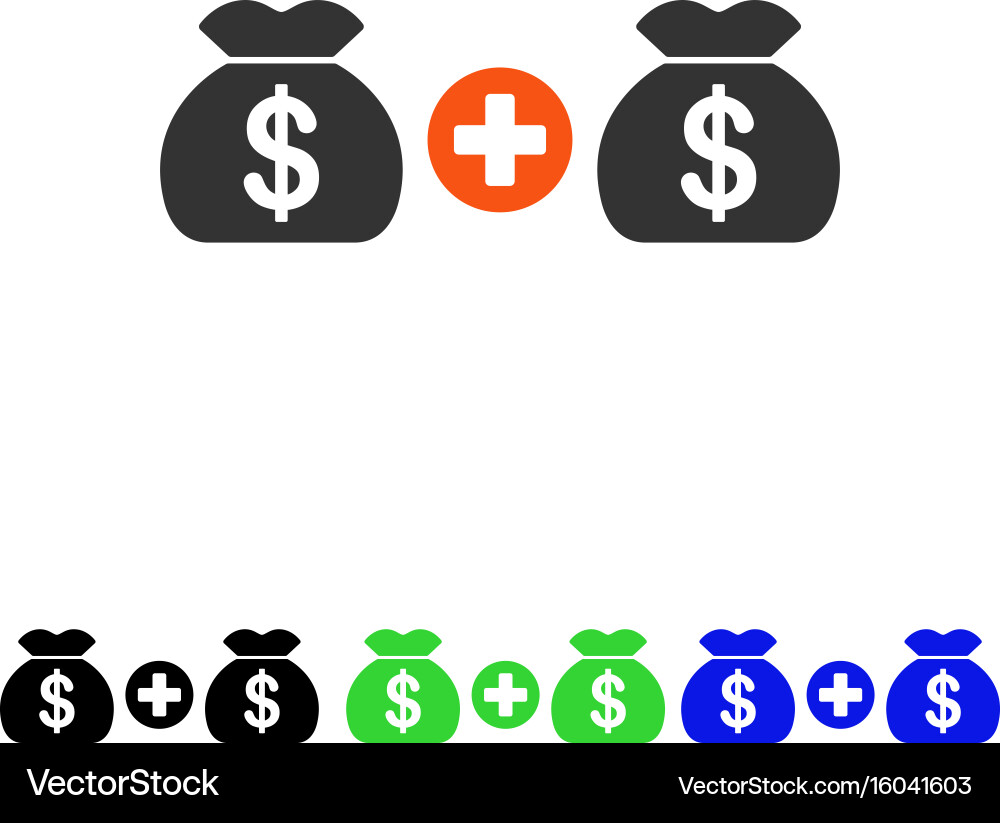 Add money bags flat icon Royalty Free Vector Image