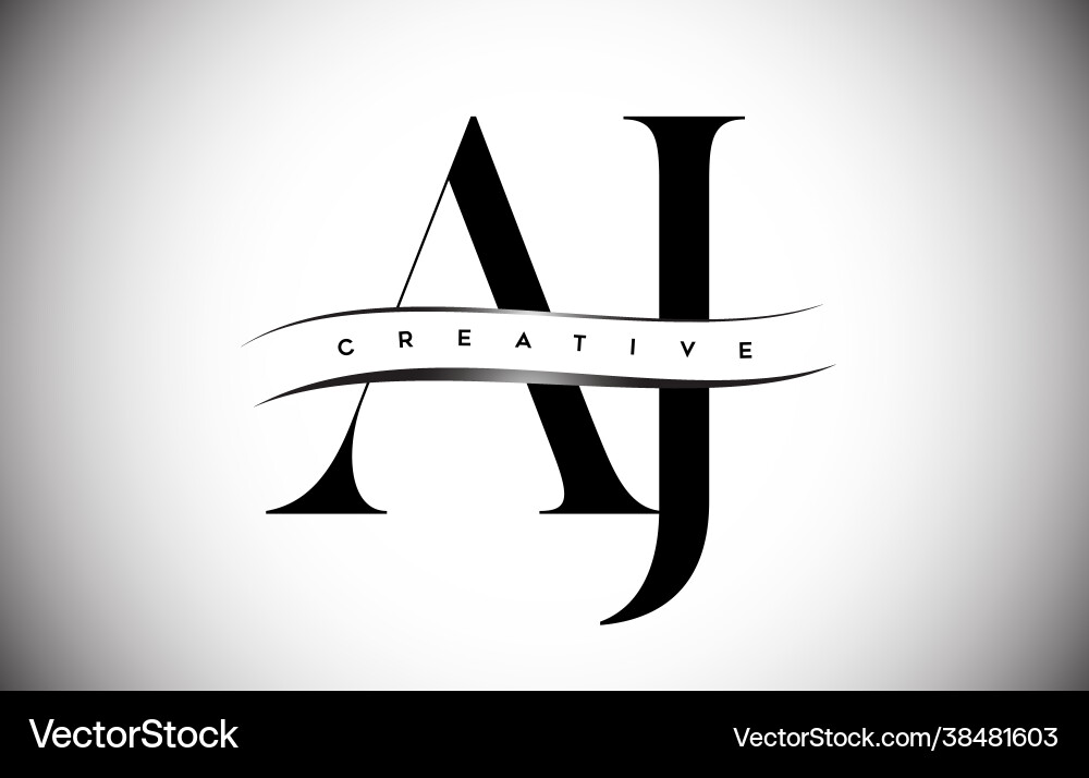 Aj letter logo with serif and creative cut Vector Image