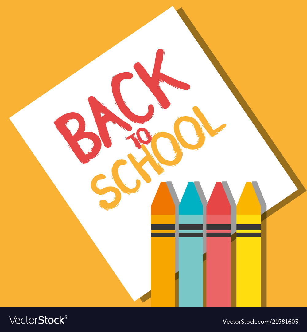 Back to school label with colors crayons Vector Image