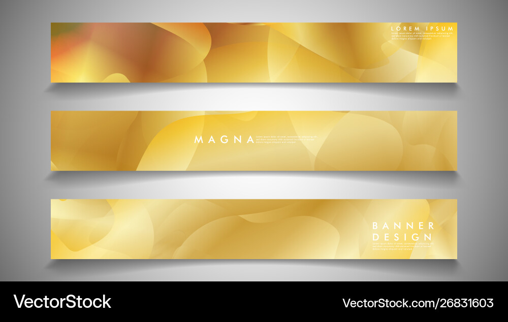 Collection banners backgrounds with wavy gold Vector Image