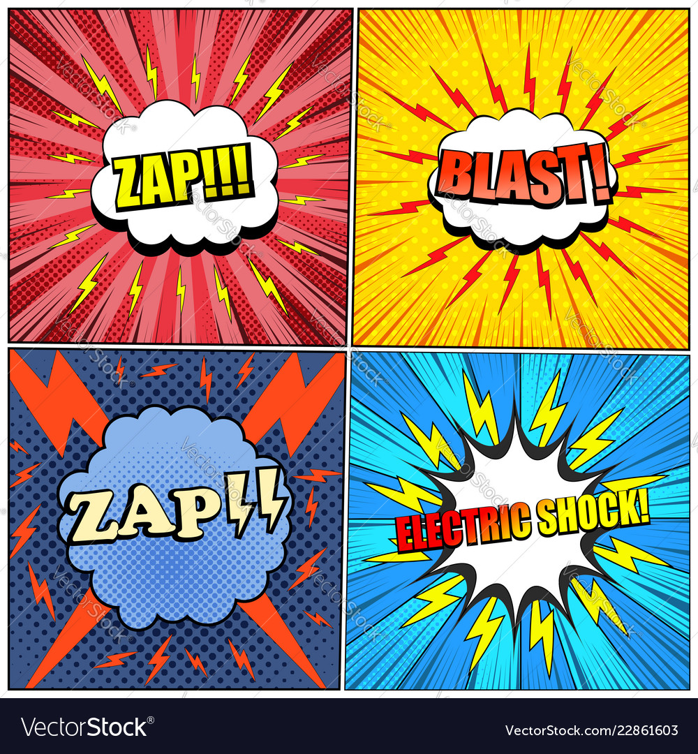 Comic electric backgrounds set Royalty Free Vector Image
