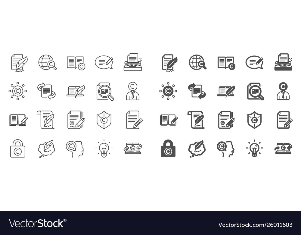 Copywriting line icons copyright typewriter Vector Image