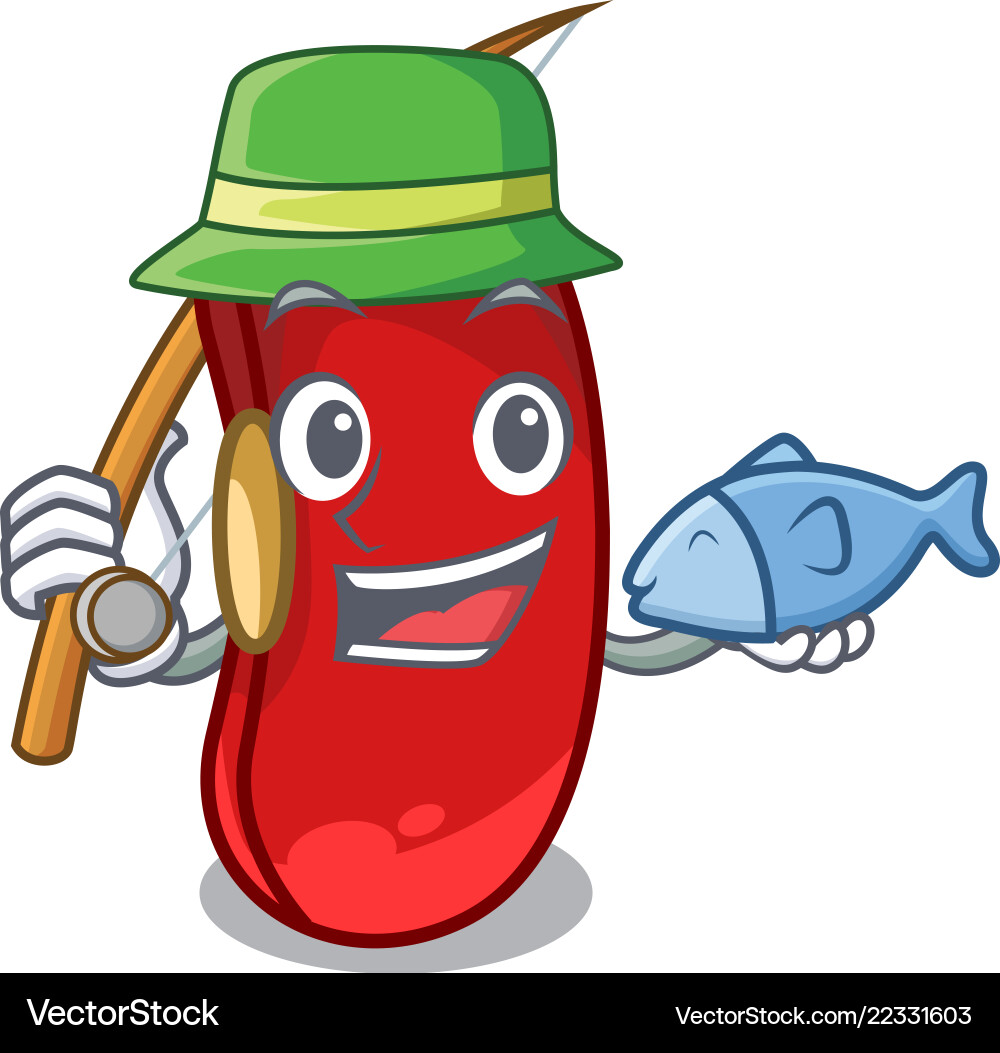 Fishing red bean in cartoon cup Royalty Free Vector Image