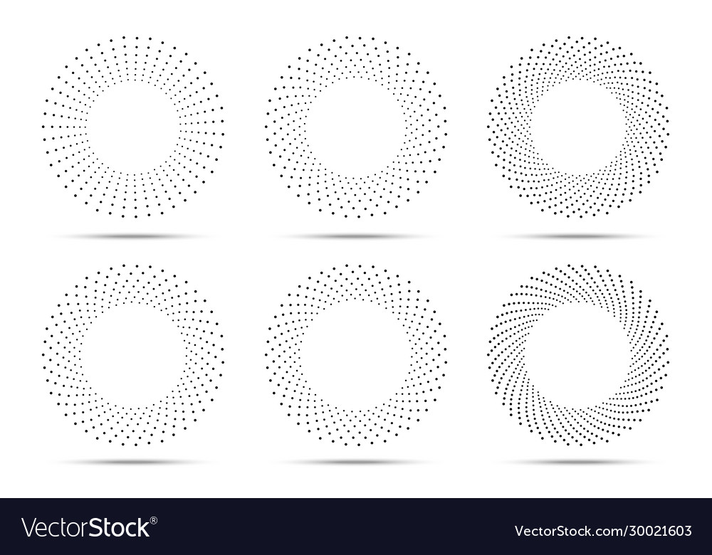 Halftone circular dotted frames set Royalty Free Vector
