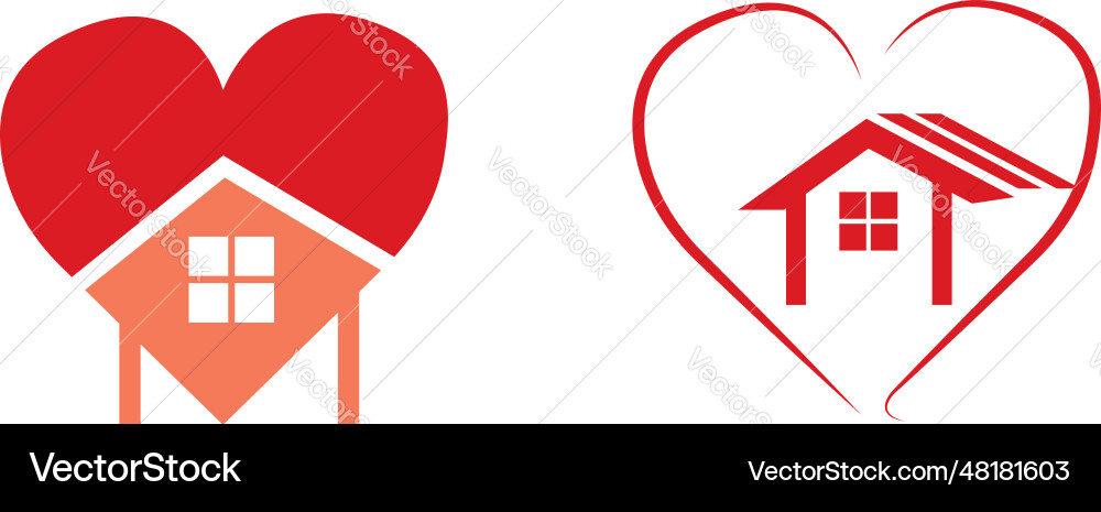 Heart house icons Royalty Free Vector Image - VectorStock