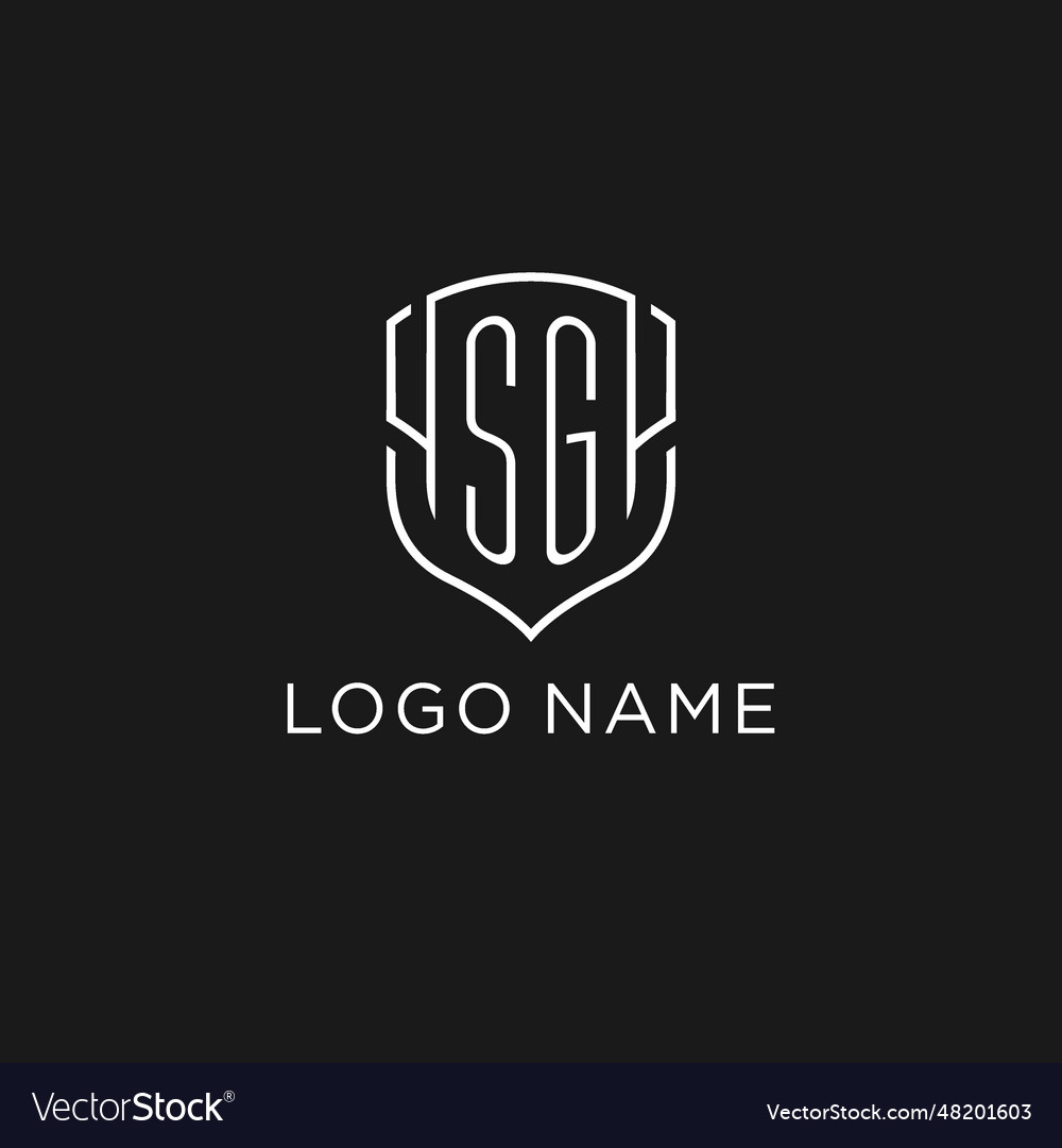 Initial sg logo monoline shield icon shape with Vector Image