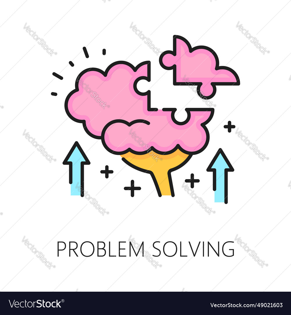 Mental health icon problem solving linear sign Vector Image