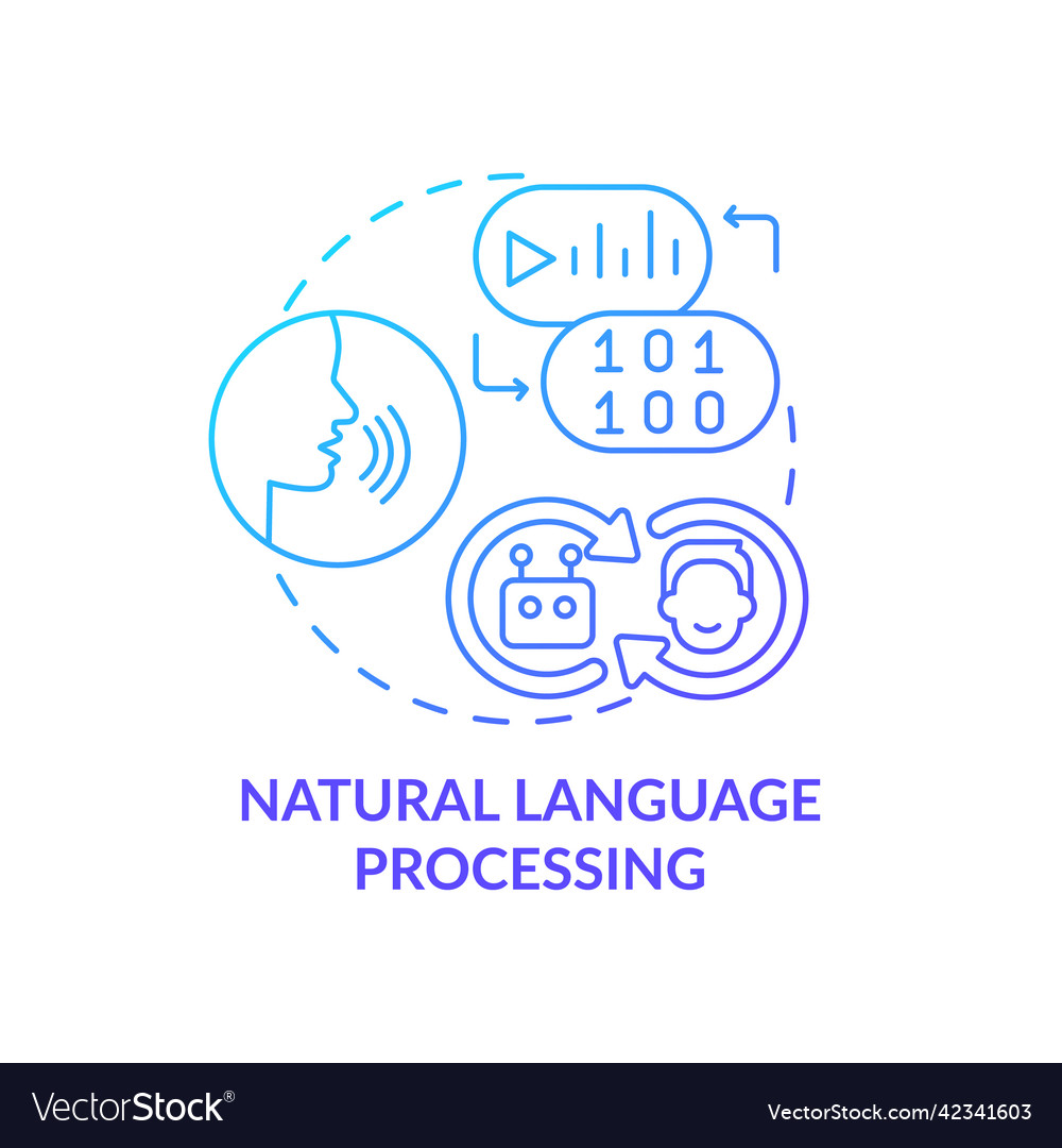 Natural language processing blue gradient concept Vector Image